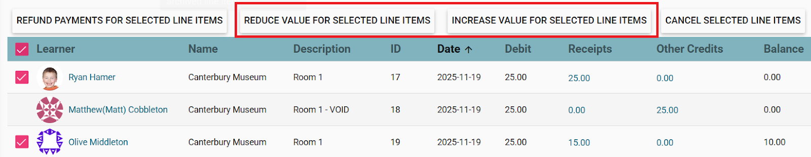 Finance – Line Item Adjustments